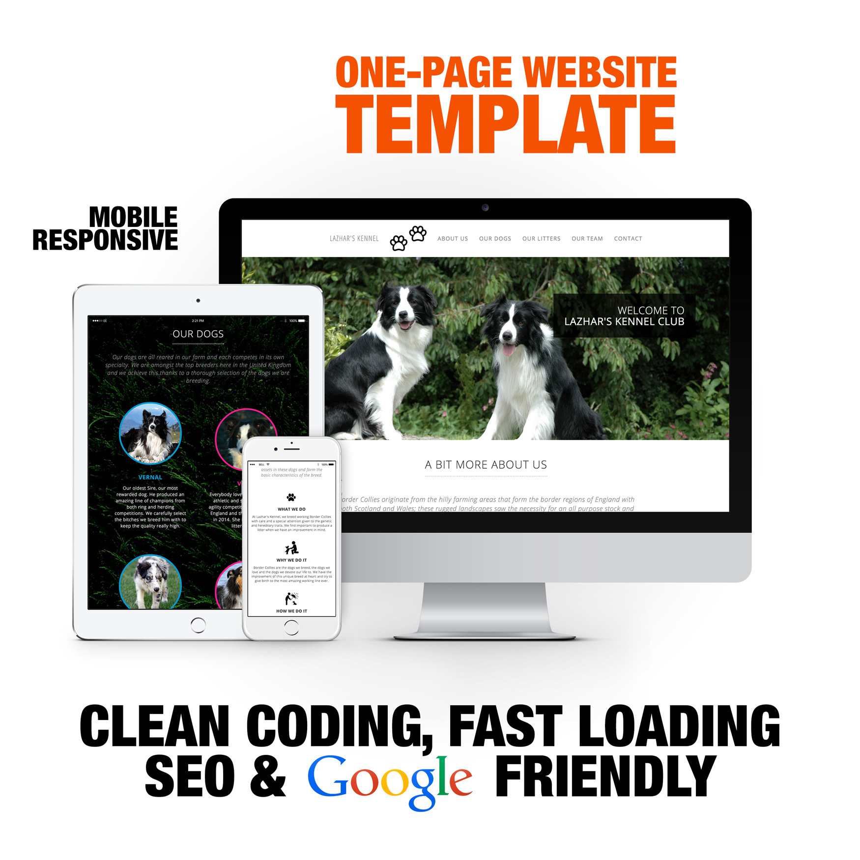 One Page Dog Breeding Website Template For Dog Breeders
